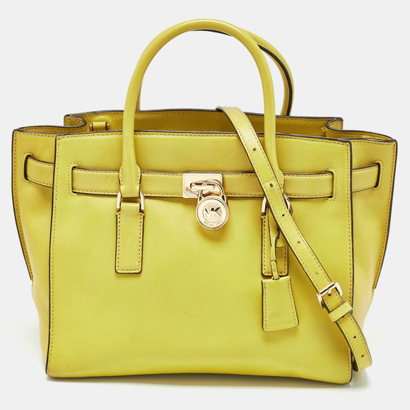 Michael Kors | Bags | Michael Kors Lime Green Leather Hamilton Tote ...